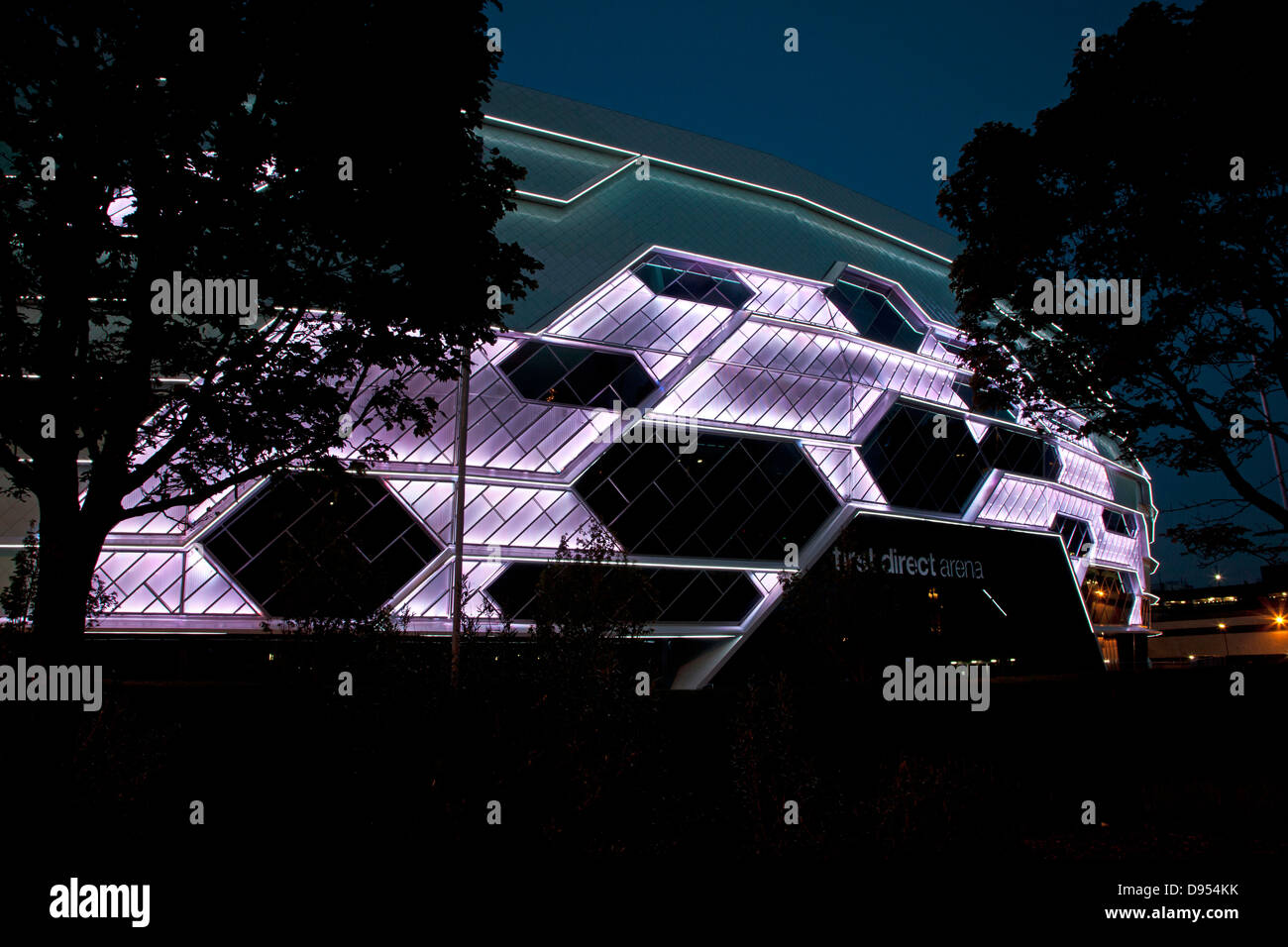 Pre - opening Night-time Exterior Shot of First Direct Arena, Leeds ...