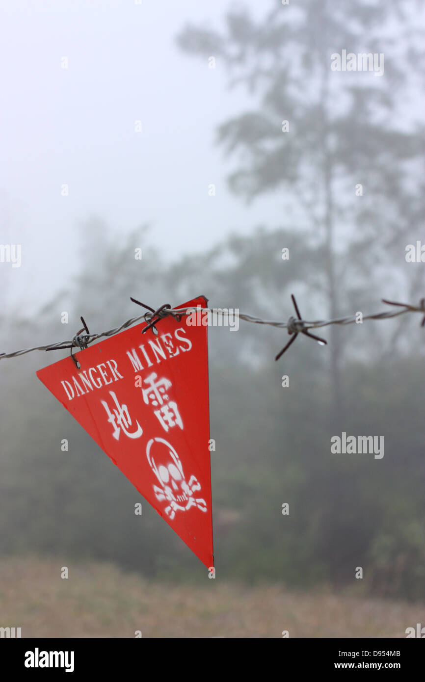 A minefield warning sign. Kinmen County, Taiwan Stock Photo - Alamy