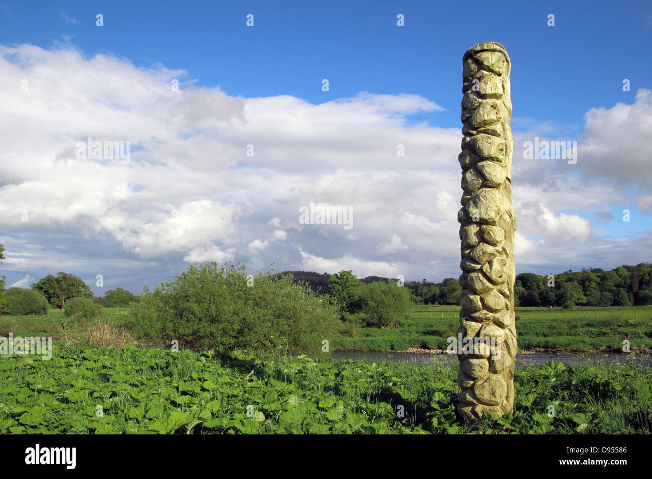 Carved Wooden Totem Pole by the River Annan, Annandale, Dumfries and ...