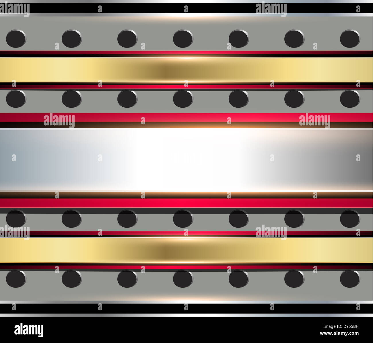 Metallic background with two gold strips and a silver line between them ...