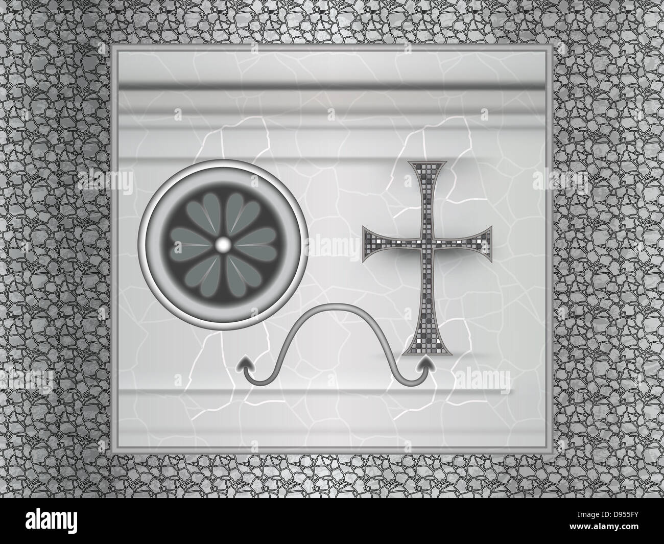 Ancient art from Greece. Gray marble at background made from stone ...