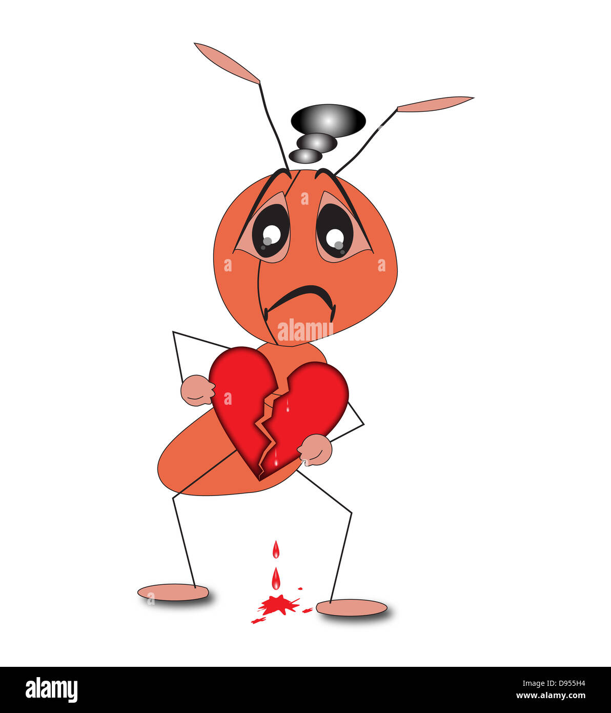 A depressed ant holding a broken heart Stock Photo - Alamy
