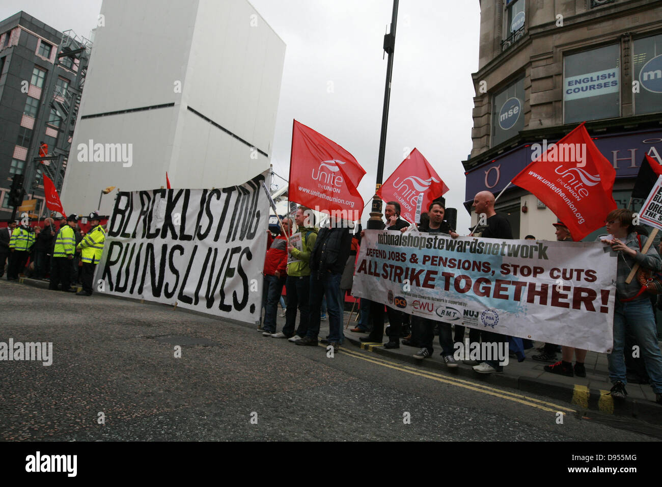 London, UK. 11th June 2013. UNITE Trade Unionists Protest the ...