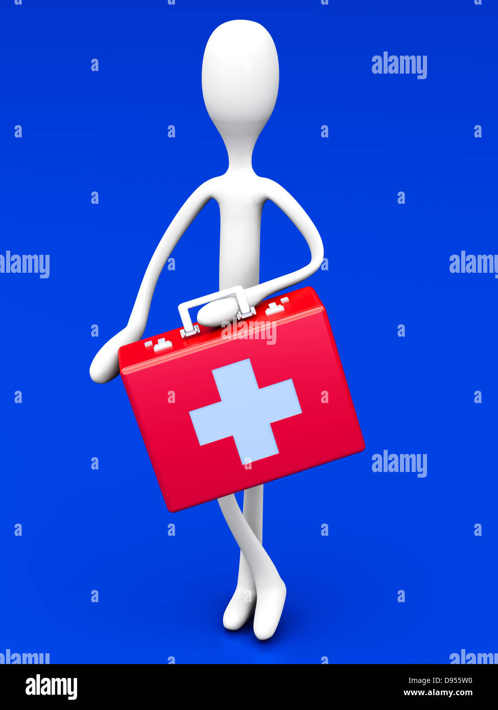A Cartoon Figure with a First aid case. 3D rendered Illustration Stock ...