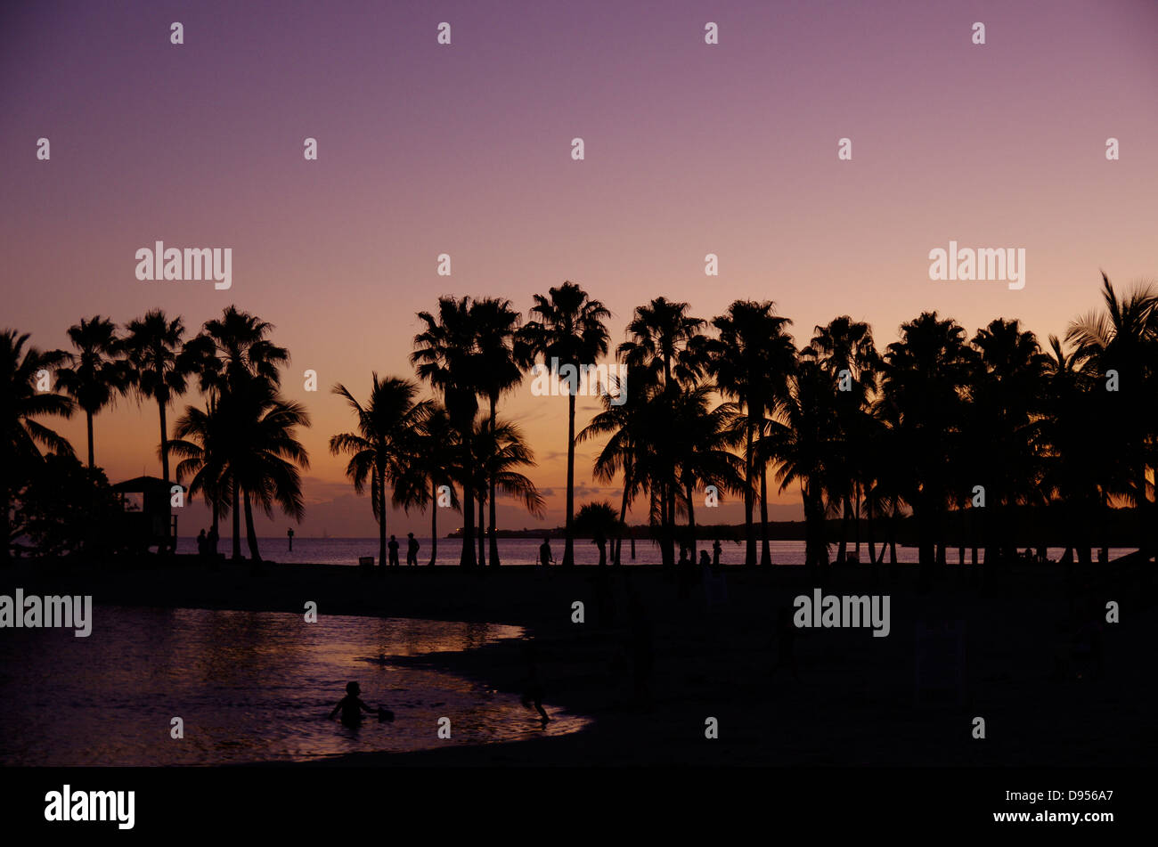 Sunset over a beach in Miami Stock Photo - Alamy