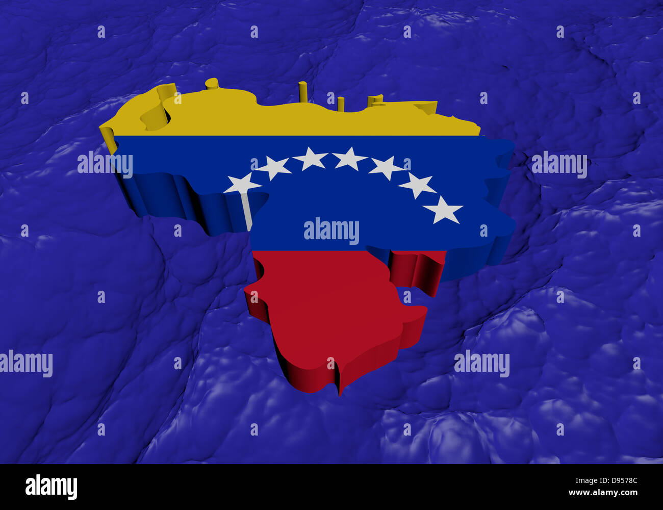 Venezuela map flag in abstract ocean illustration Stock Photo - Alamy