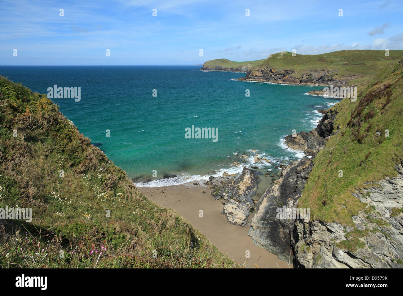 Lundy Bay, Near Polzeath, view from coastal path, North Cornwall ...