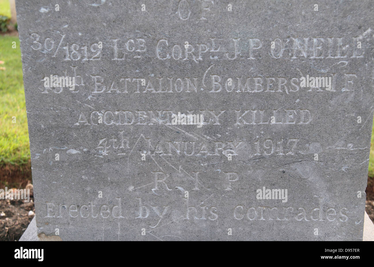 Special memorial to Lance Corporal JP O'Neill, CWGC Heilly Station ...