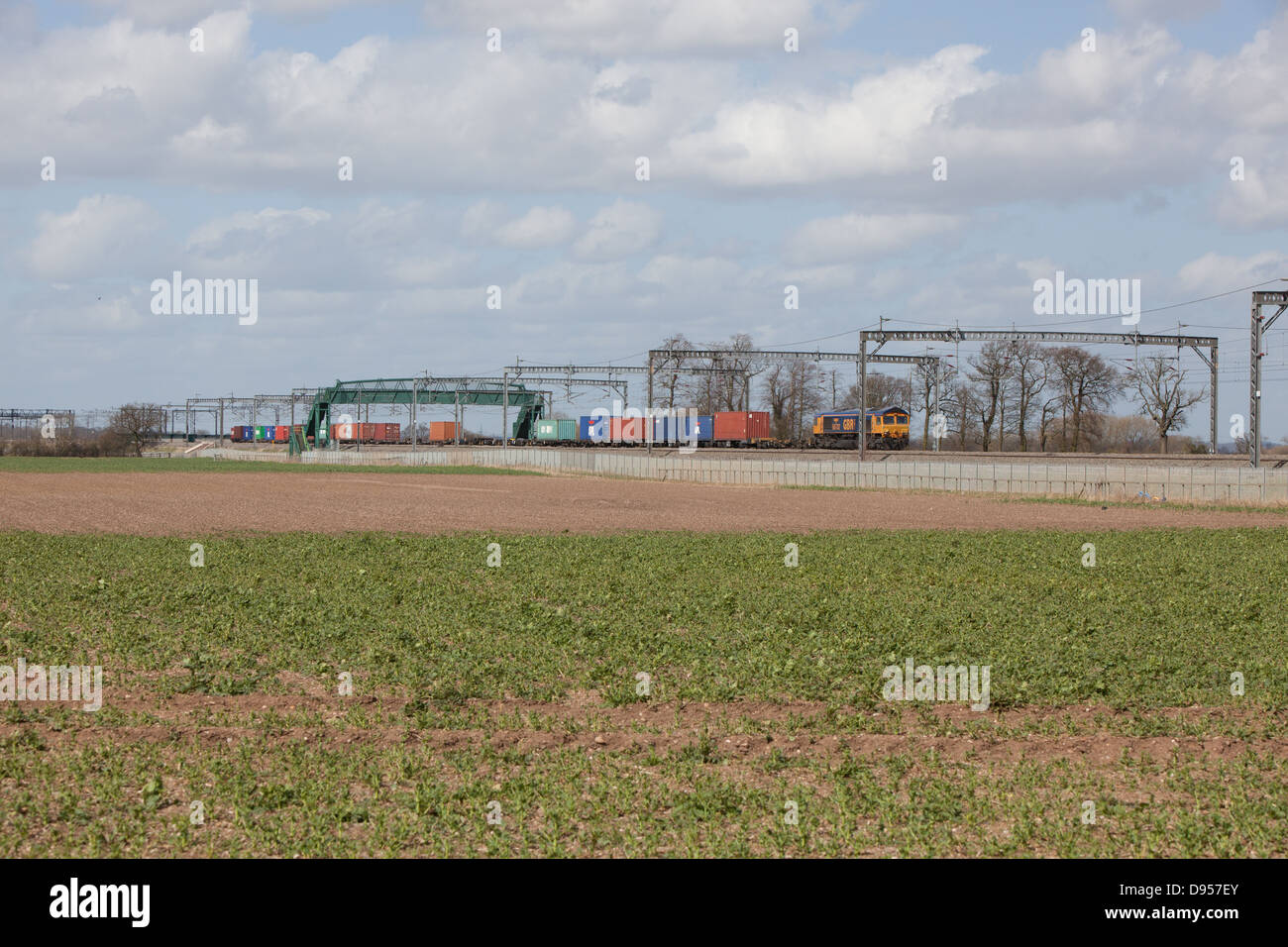 GBRf freight train on the West Coast Main Line in the Midlands Stock ...