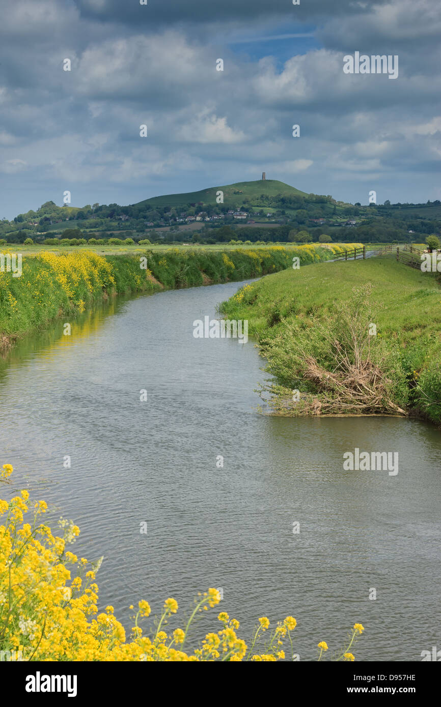 The River Brue winding its way through the Somerset levels past ...