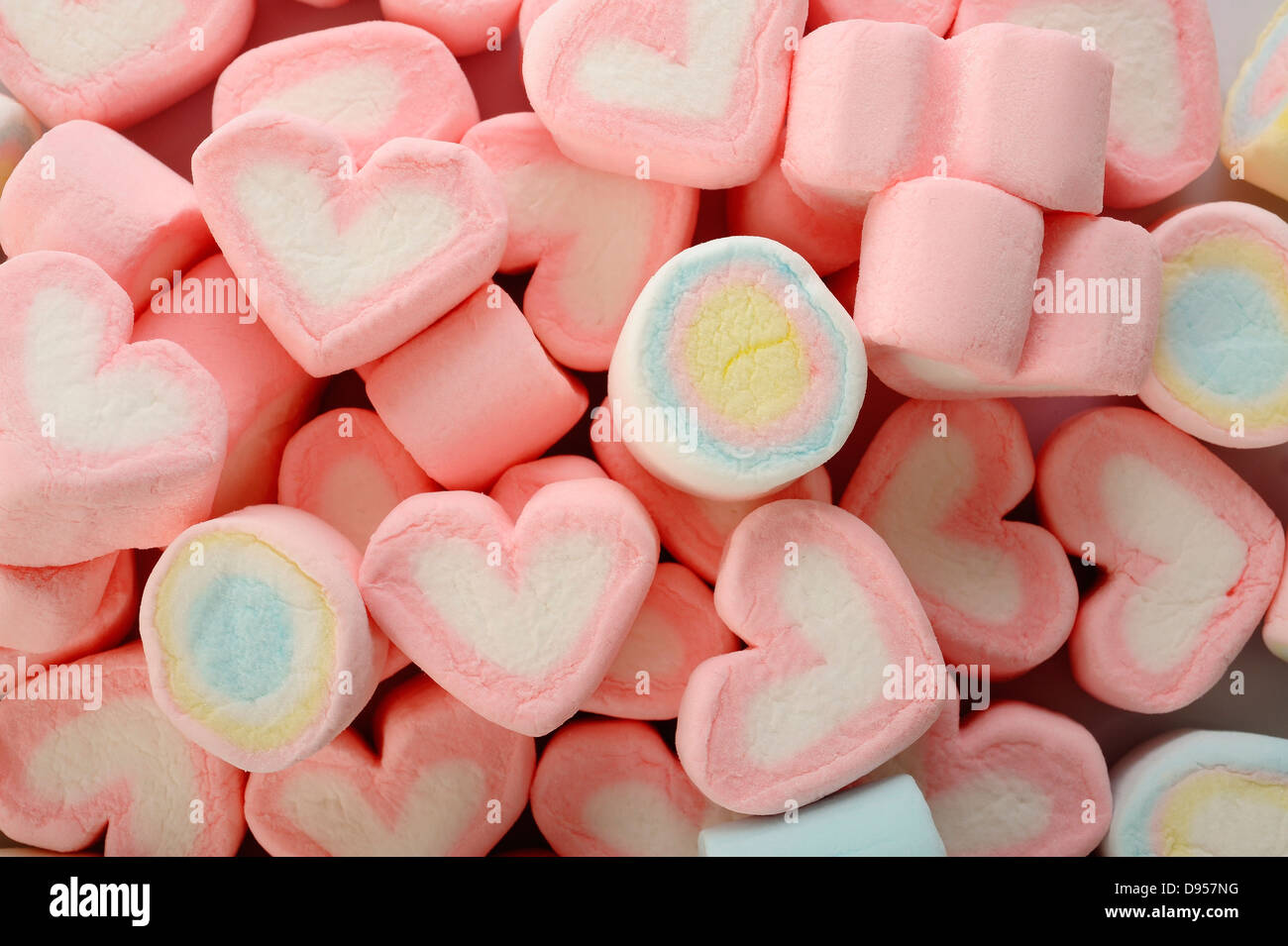 group of colored marshmallows on white background Stock Photo - Alamy
