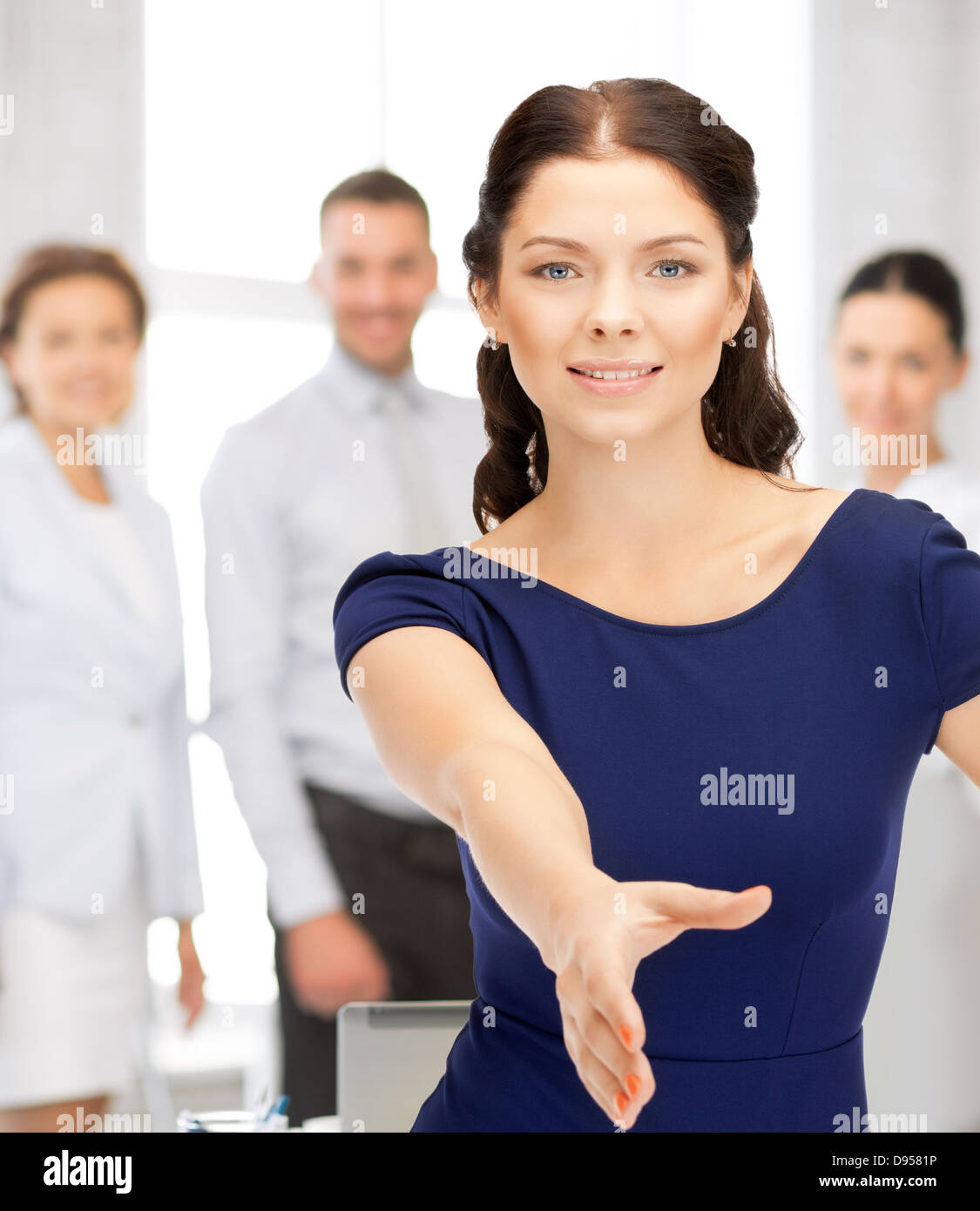woman with an open hand ready for handshake Stock Photo - Alamy