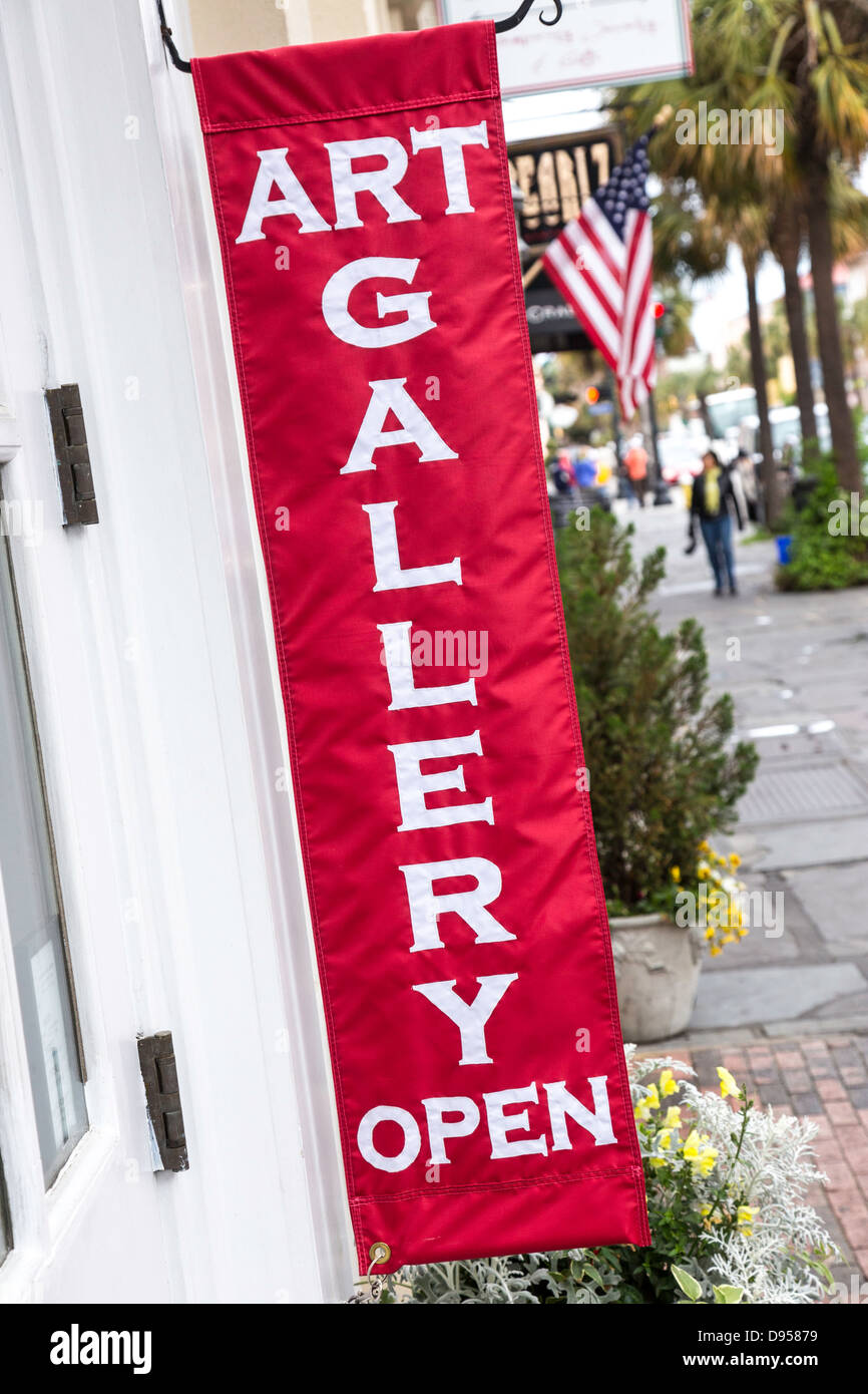 Art Gallery Open Sign, Charleston, South Carolina, USA Stock Photo - Alamy