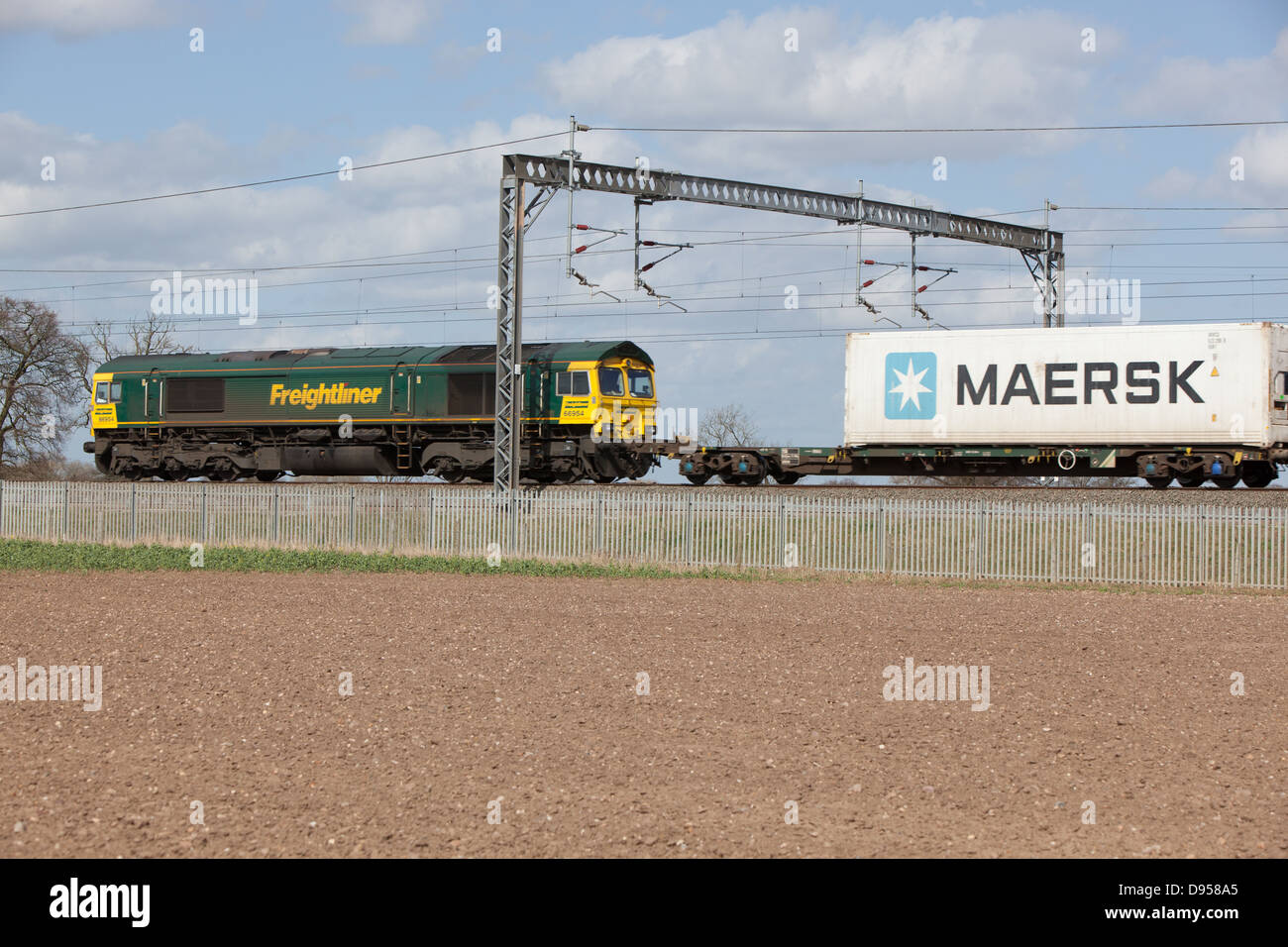 A Freightliner freight train on the West Coast Main Line in the ...