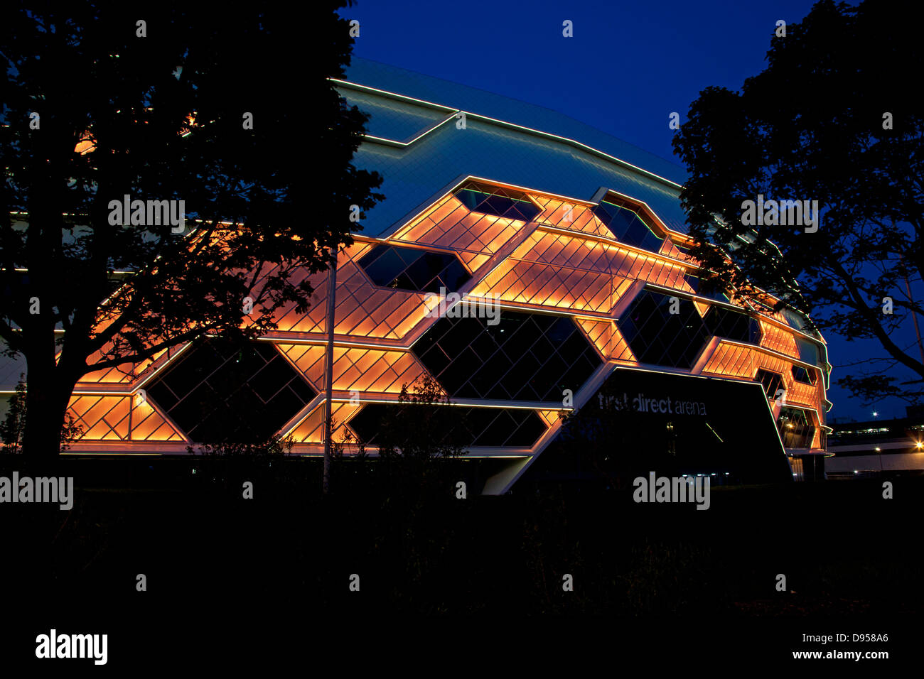 Pre - opening Night-time Exterior Shot of First Direct Arena, Leeds ...