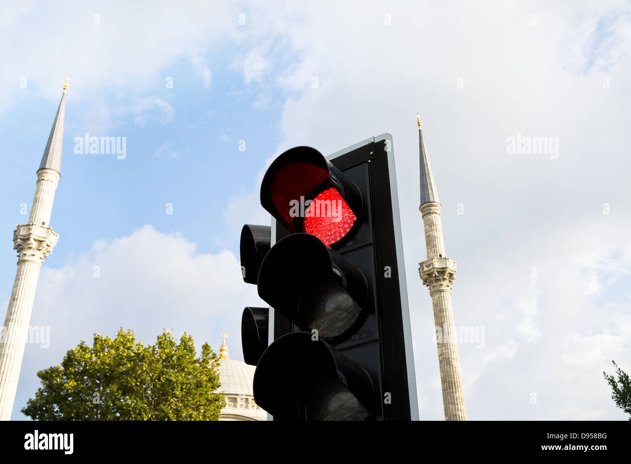 red light and minarets in Istanbul, Turkey Stock Photo - Alamy