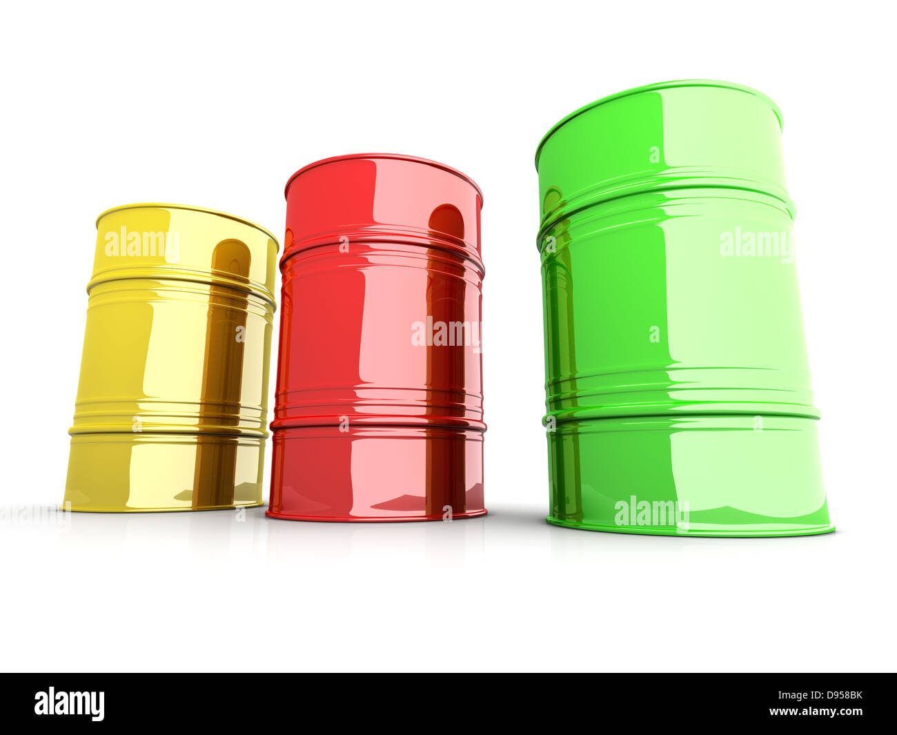 Three industrial barrels. 3D rendered Illustration. Isolated on white ...