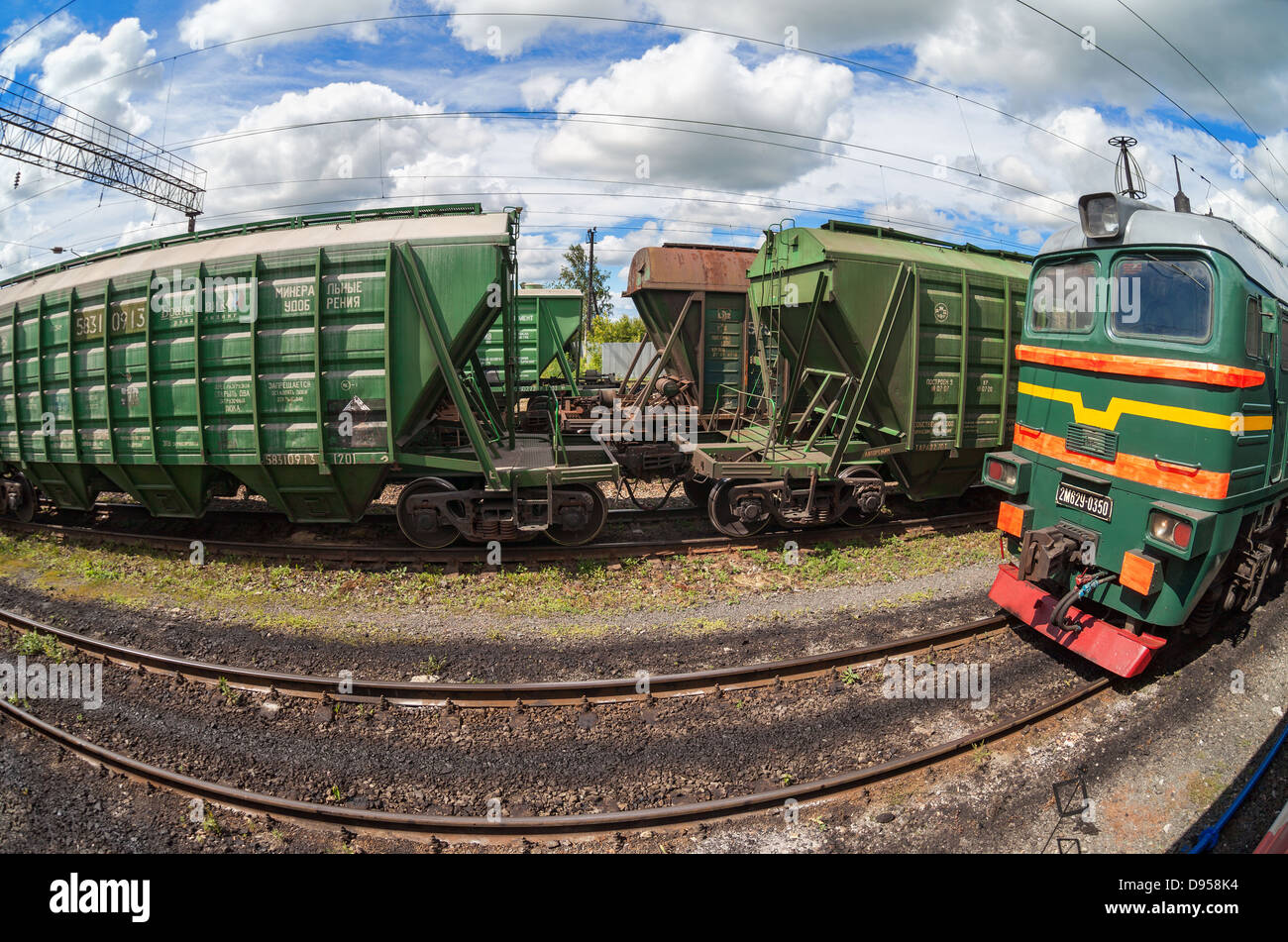 Freight train in Russia Stock Photo - Alamy