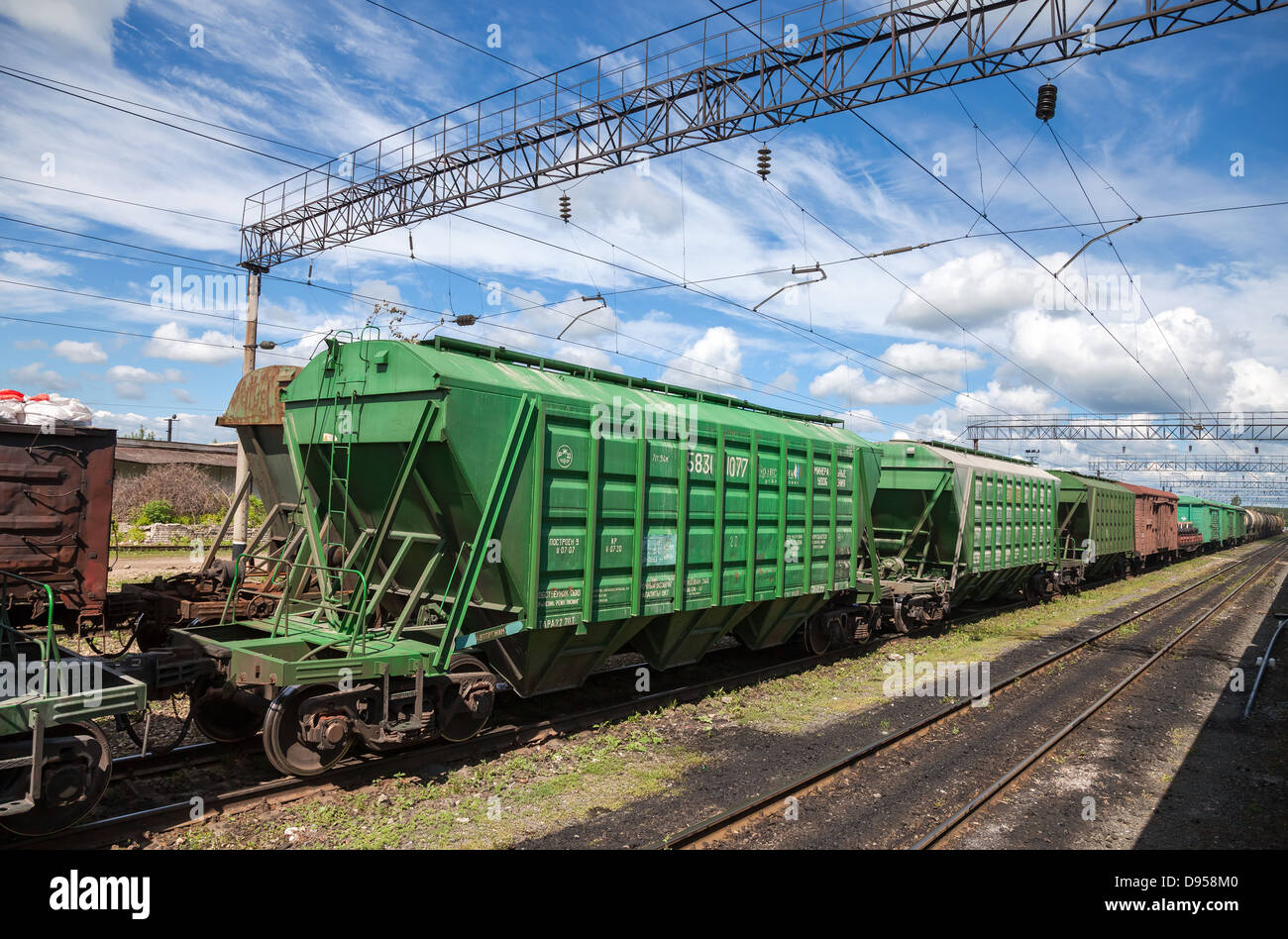 Freight train in Russia Stock Photo - Alamy