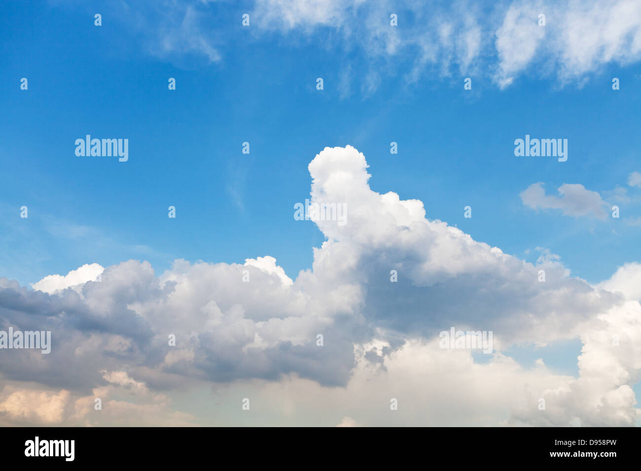 stratus white clouds in blue sky in May afternoon Stock Photo - Alamy