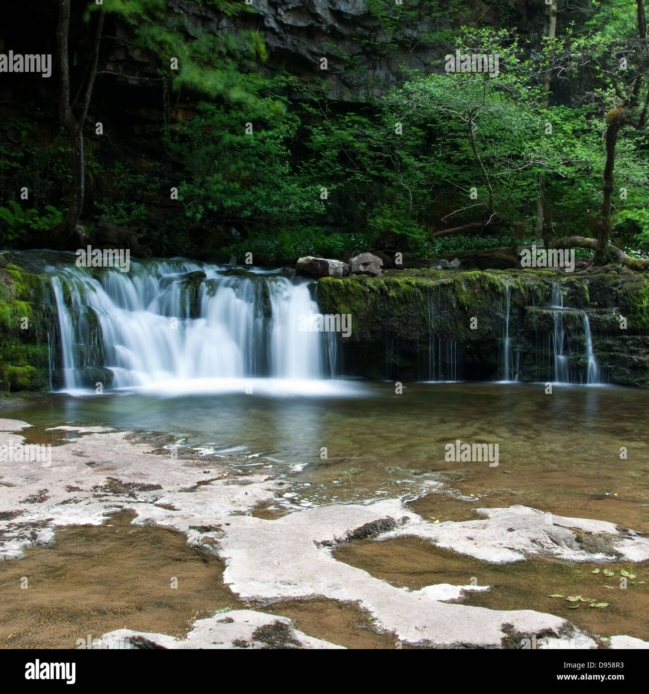 Upper part of Sgwd y Bedol Waterfall Vale of Neath Brecon Beacons Stock ...