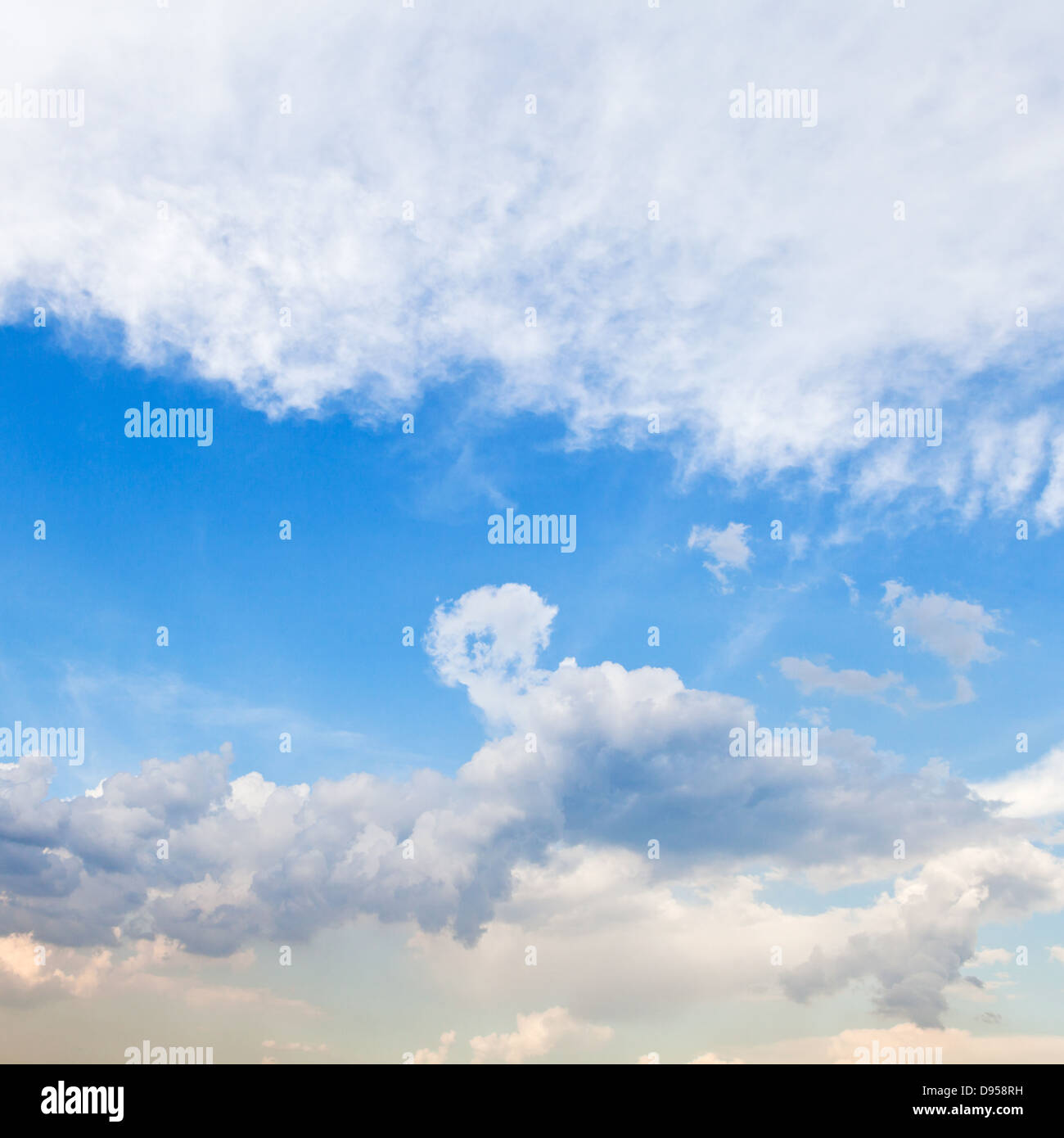 cloudscape with stratus clouds in blue sky in spring evening Stock ...