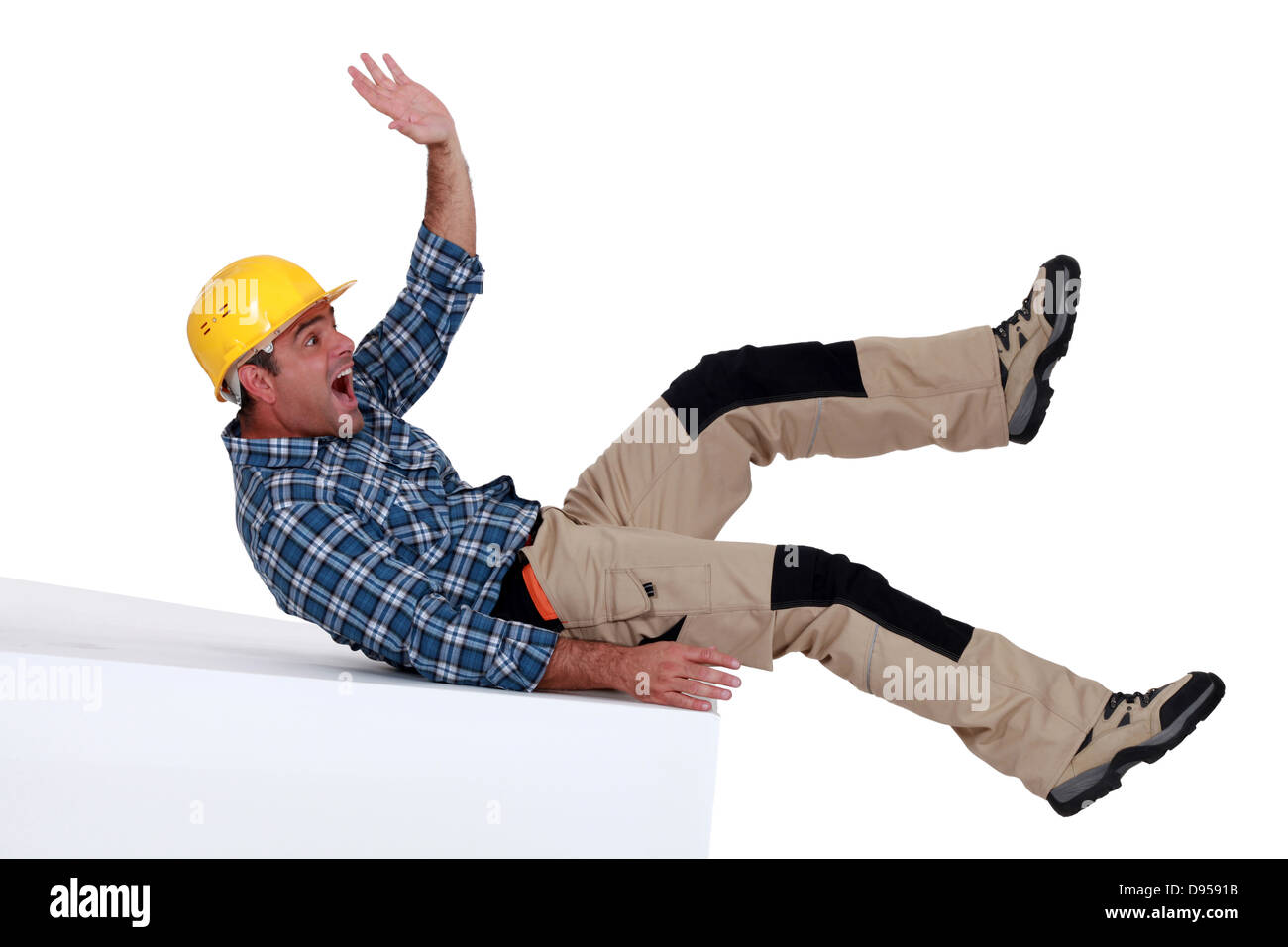 Construction worker falling over Stock Photo - Alamy