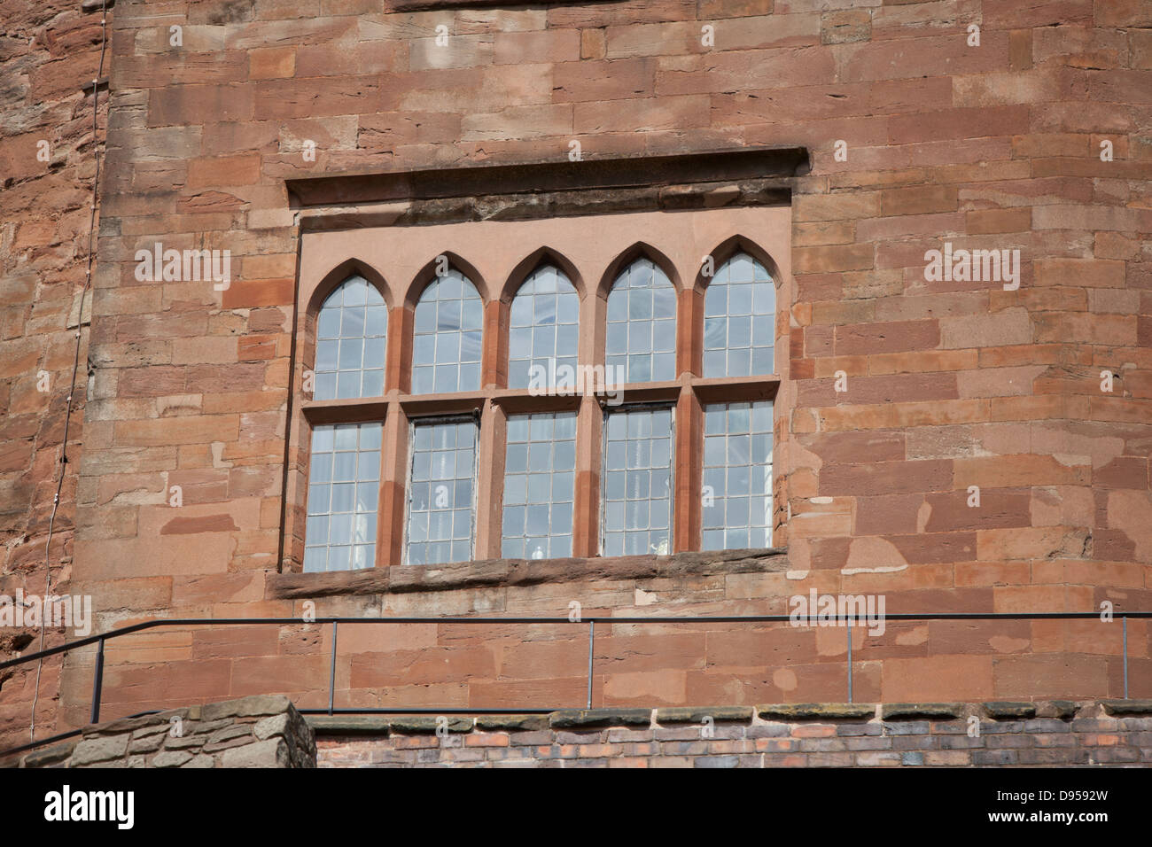 Tamworth Castle showing leaded arched window details Stock Photo - Alamy
