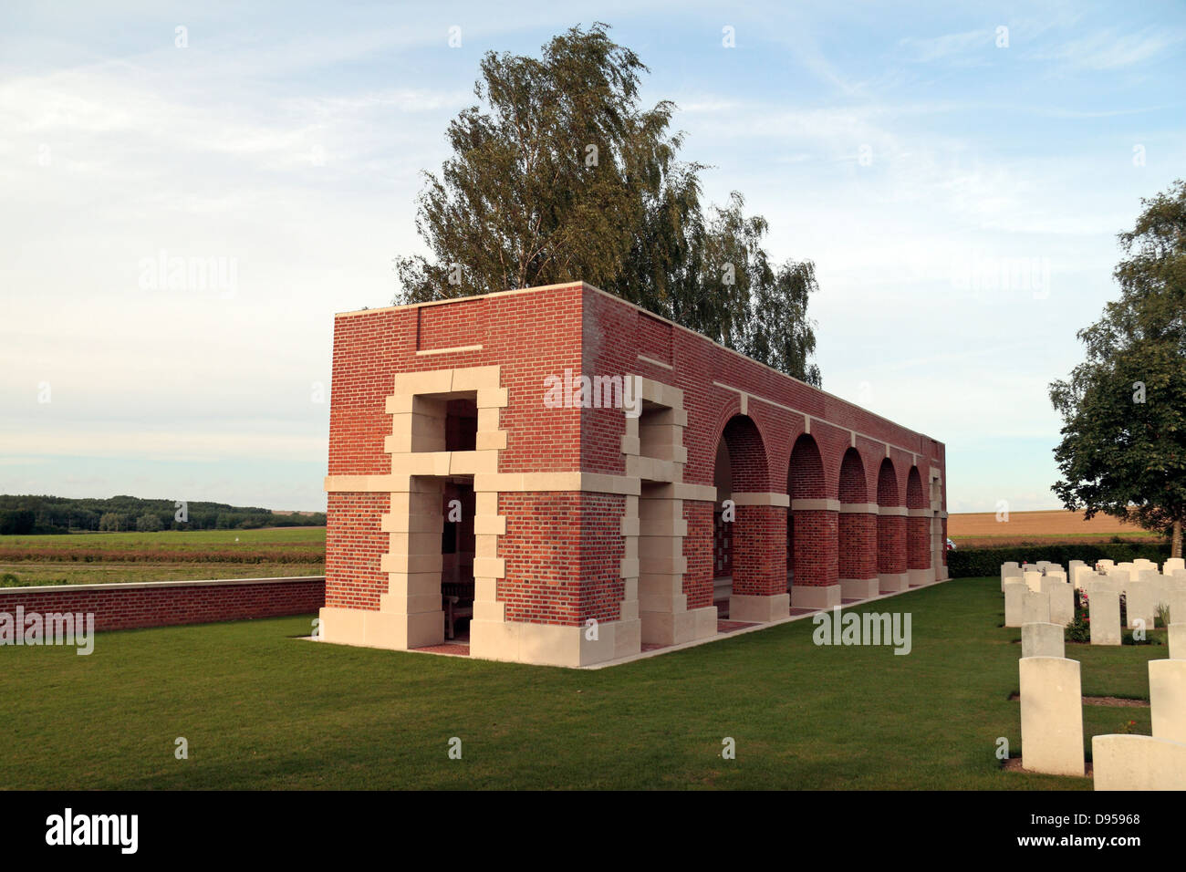 Memorial colonnade in the CWGC Heilly Station Cemetery, Mericourt-l ...