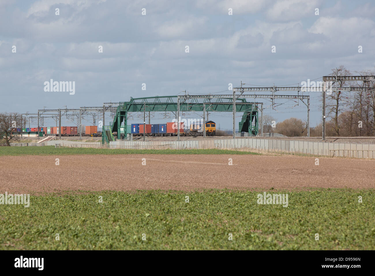 GBRf freight train on the West Coast Main Line in the Midlands Stock ...