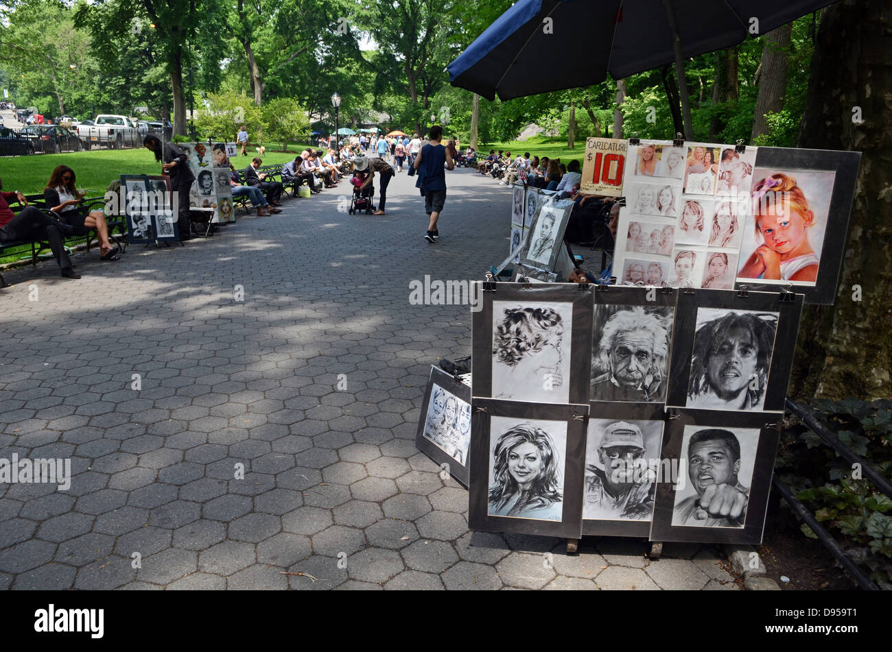 Sample portrait drawings by street artist in Central Park, Manhattan ...