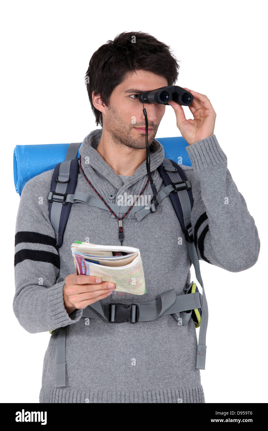 man ready for a mountain hike Stock Photo - Alamy
