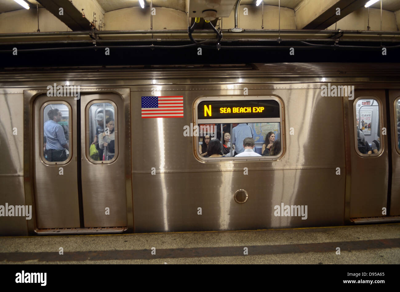 Subway train in movement, New York City Stock Photo - Alamy
