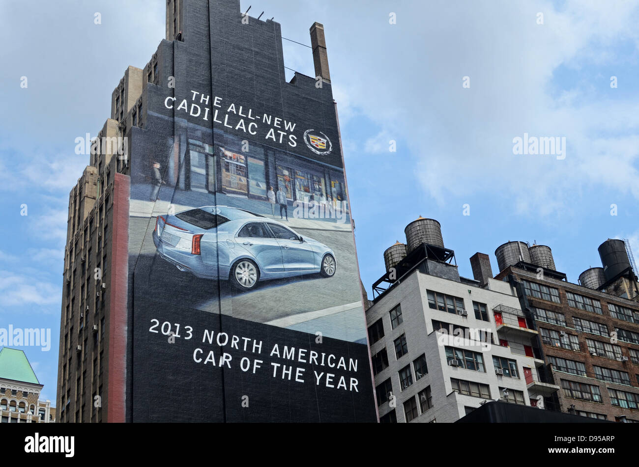 Cadillac ad painted in building, Manhattan, New York City Stock Photo ...
