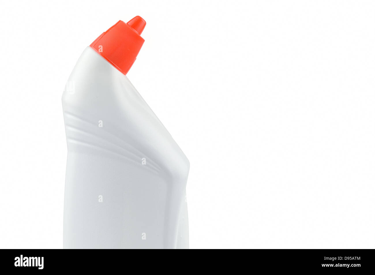 WC-Cleaner. Detergent in white bottle with red cap isolated on white ...