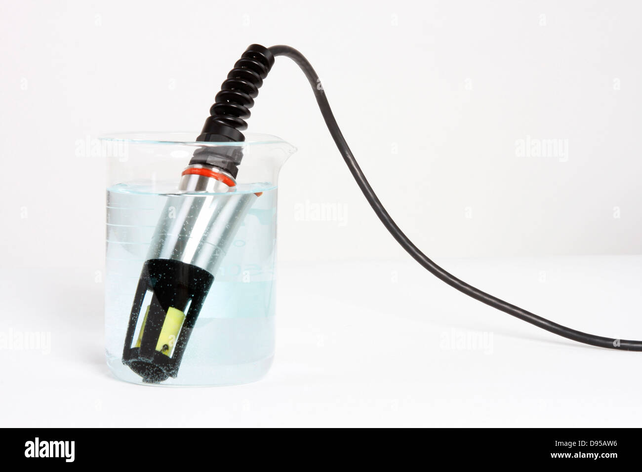 A disolved Oxygen meter test on a sample of stormwater in a beaker ...