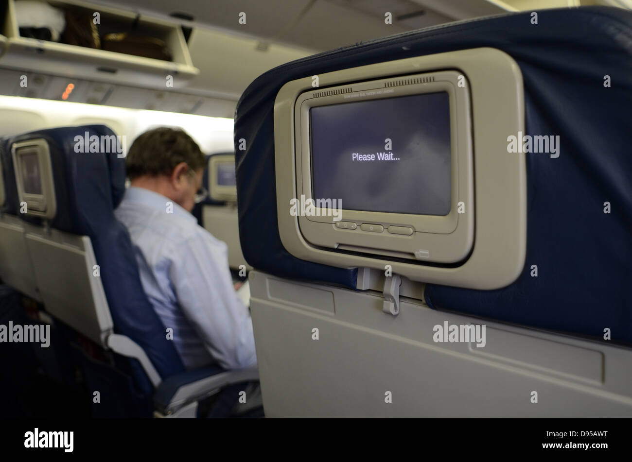 Onboard entertainment computer screen in Delta Airlines Flight Stock ...