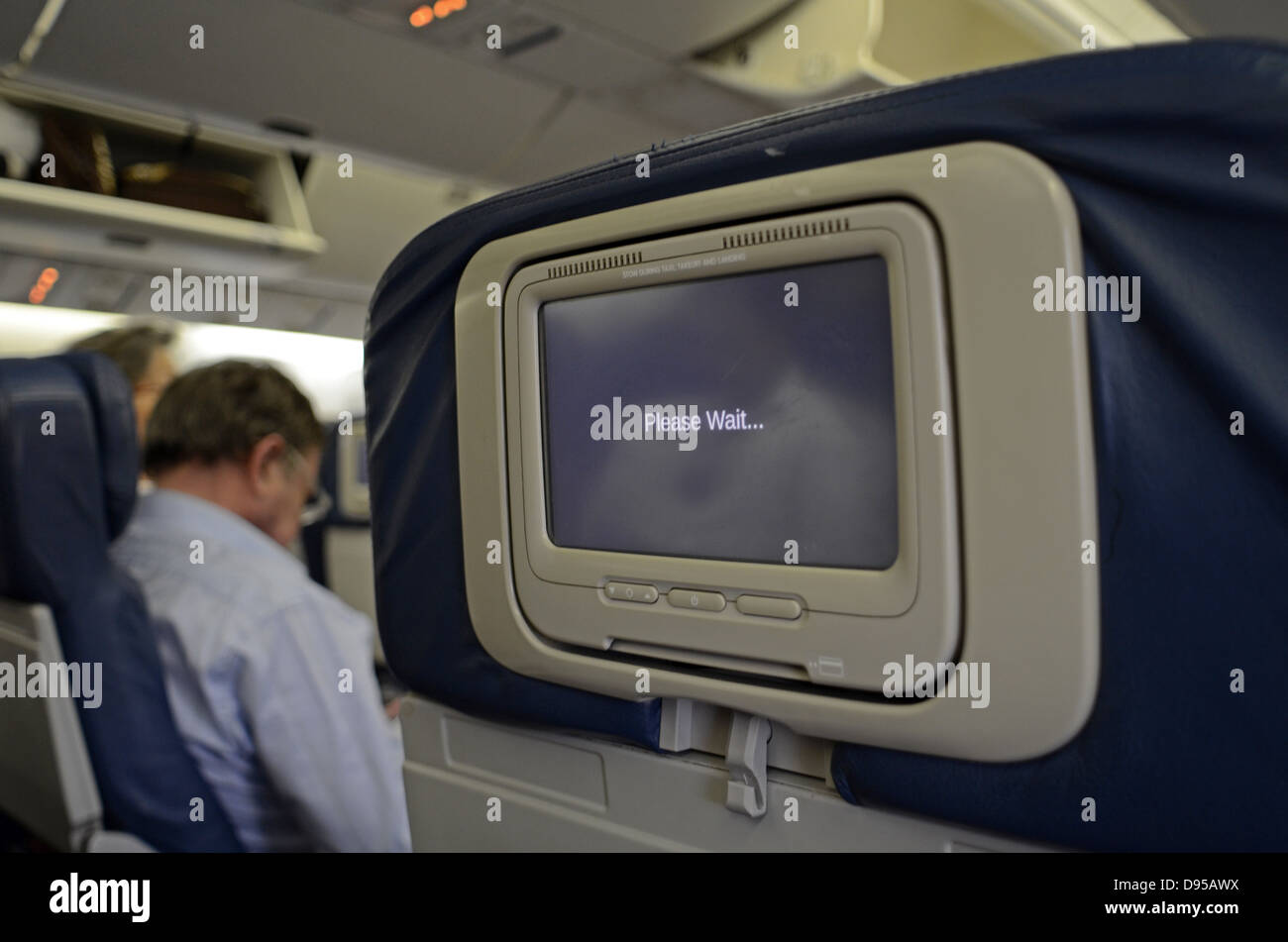 Onboard entertainment computer screen in Delta Airlines Flight Stock ...