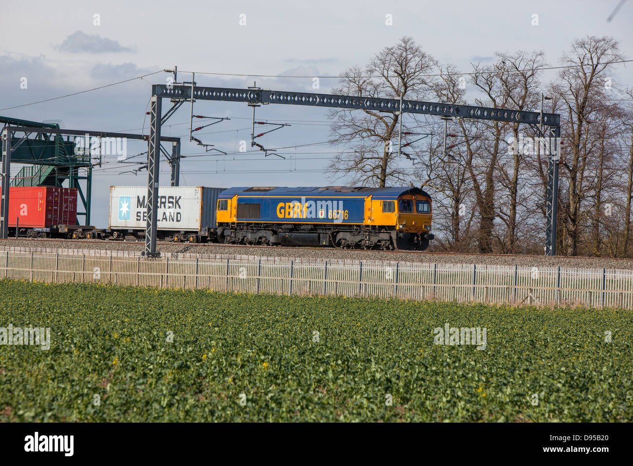 GBRf freight train on the West Coast Main Line in the Midlands Stock ...