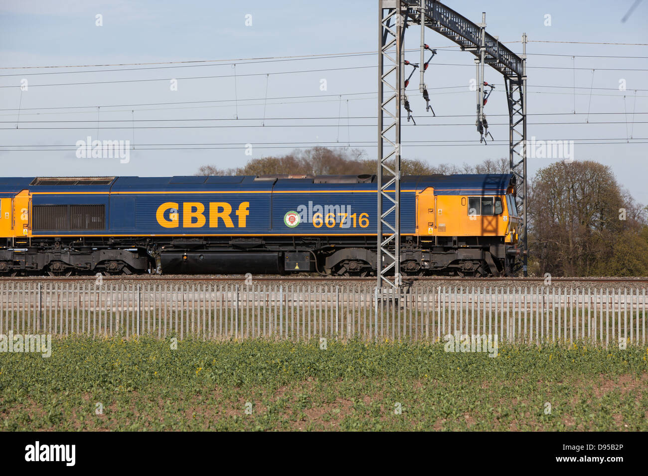 GBRf freight train on the West Coast Main Line in the Midlands Stock ...