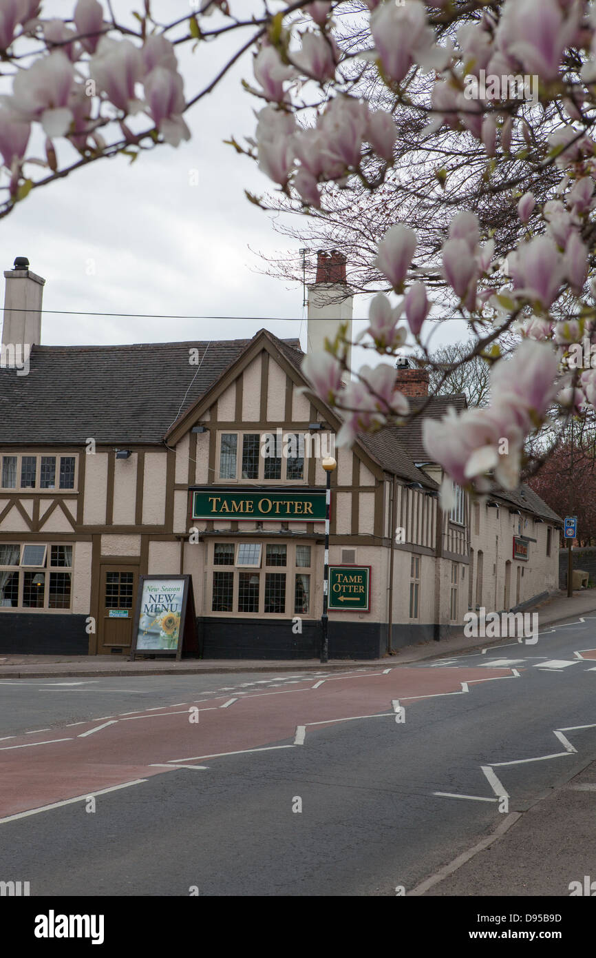 A half timbered village pub at Hopwas in the Midlands Stock Photo - Alamy