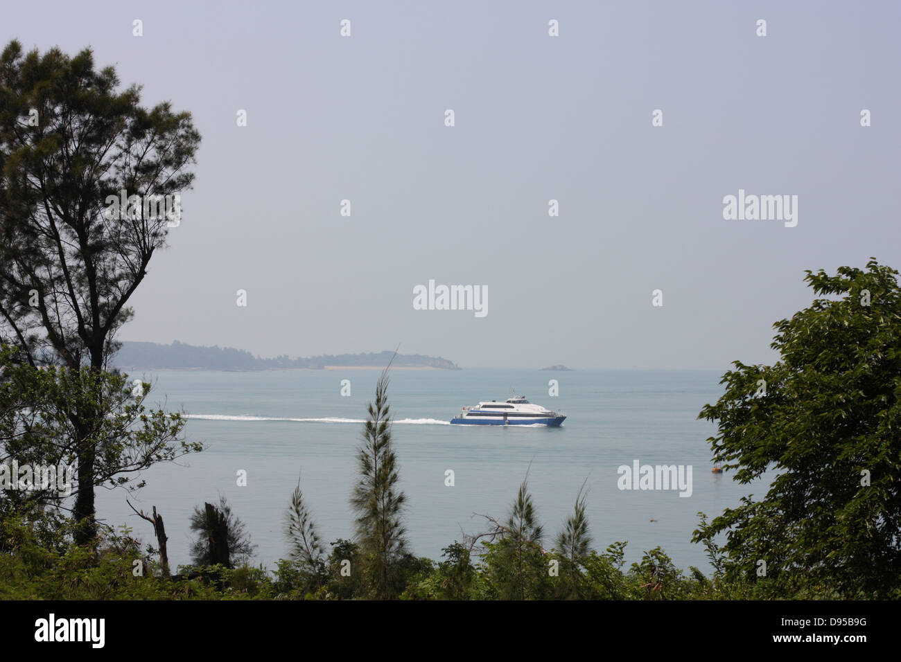 A ferry arrives at Shuitou Harbor from Xiamen China, Kinmen County ...