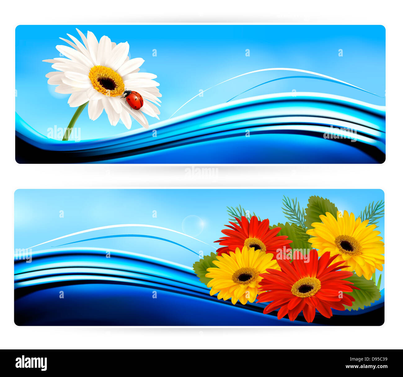 Nature banners with color flowers. Vector Stock Photo - Alamy