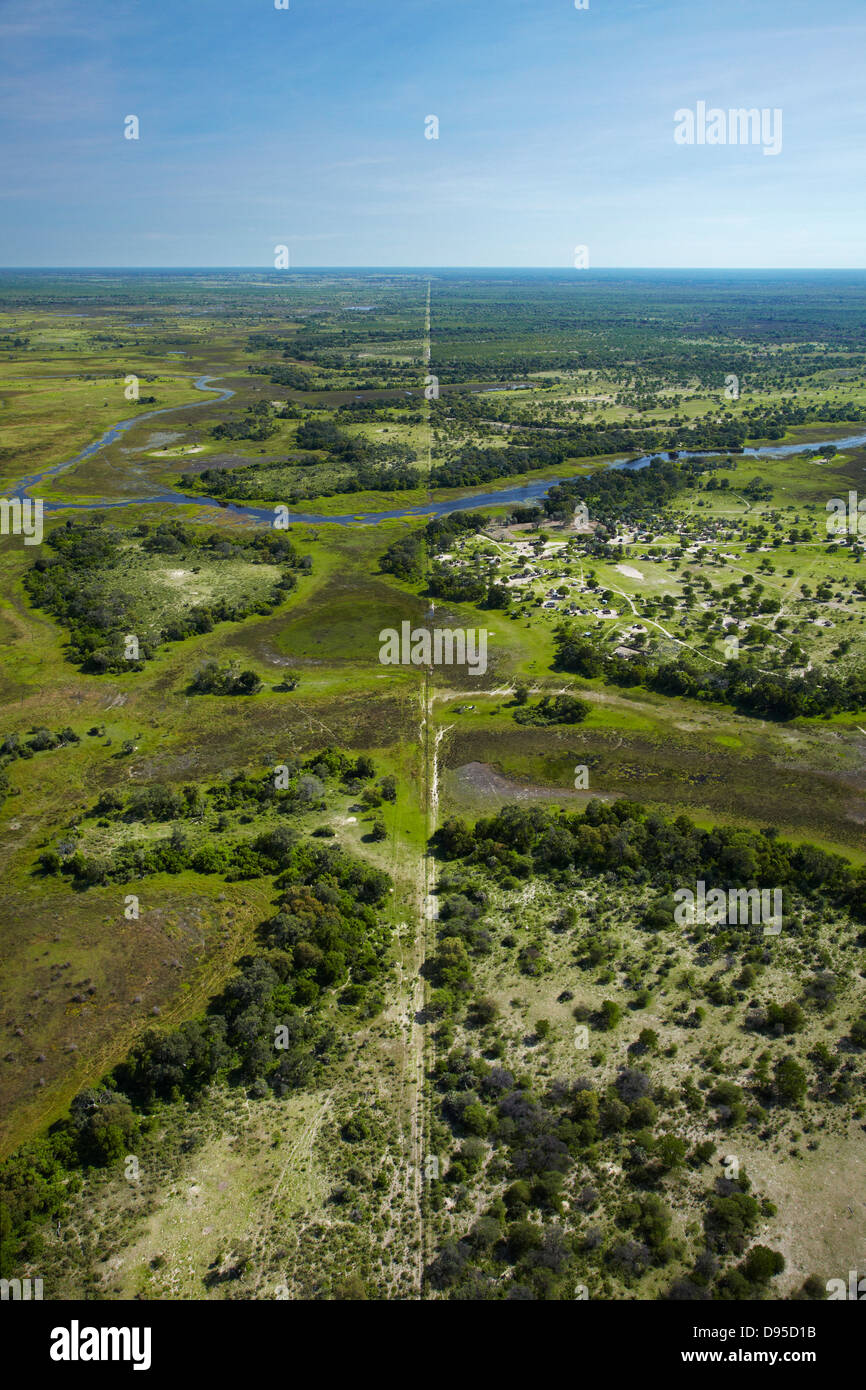 Buffalo fence (disease control fence) separating wildlife from domestic ...