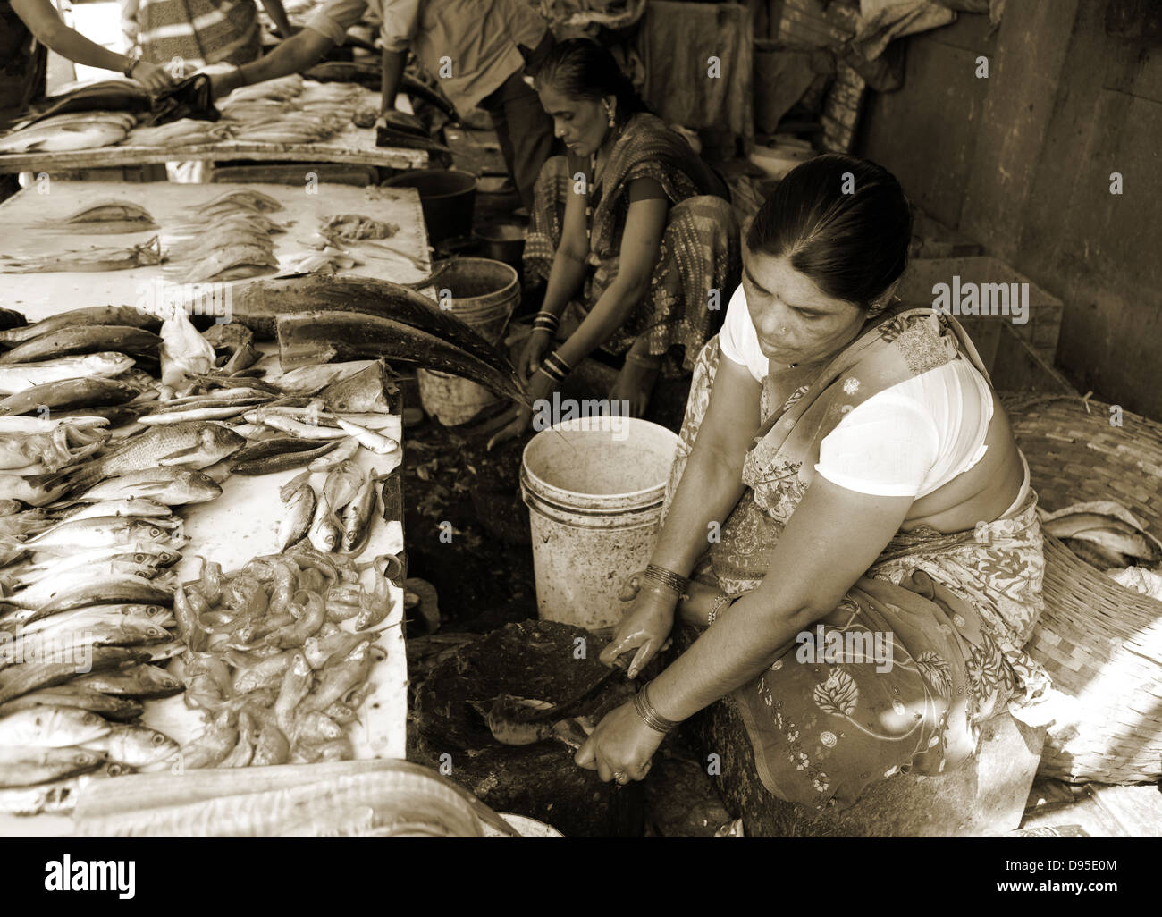 Indian woman selling fish hi-res stock photography and images - Alamy
