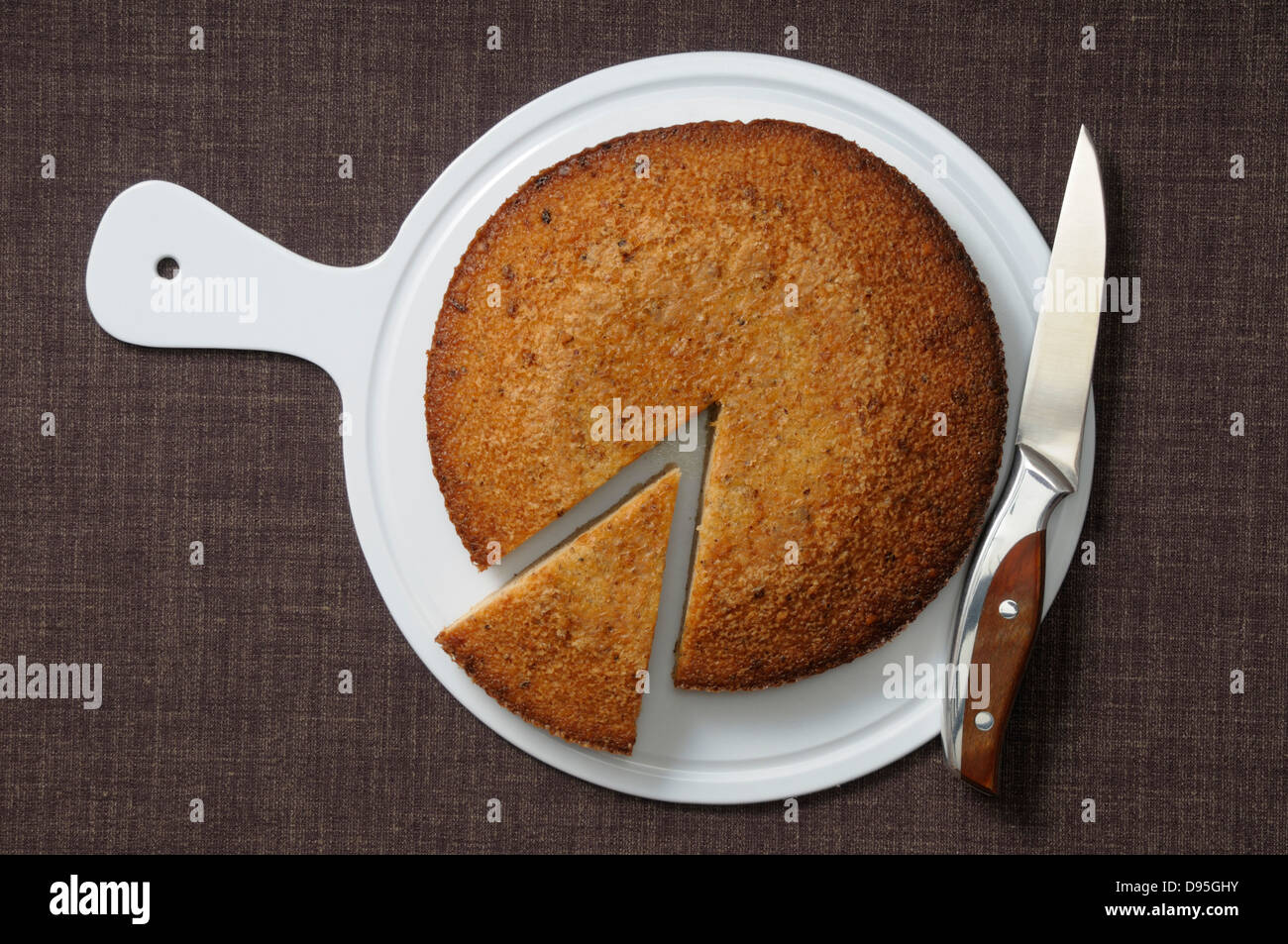 Overhead View of Cake with Slice cut out of it Stock Photo - Alamy