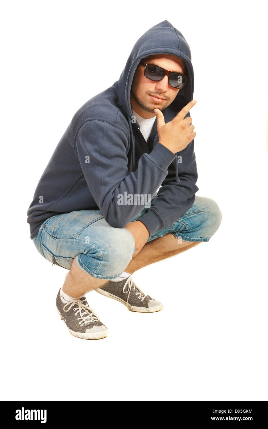 Rapper man posing and gesturing isolated on white background Stock ...