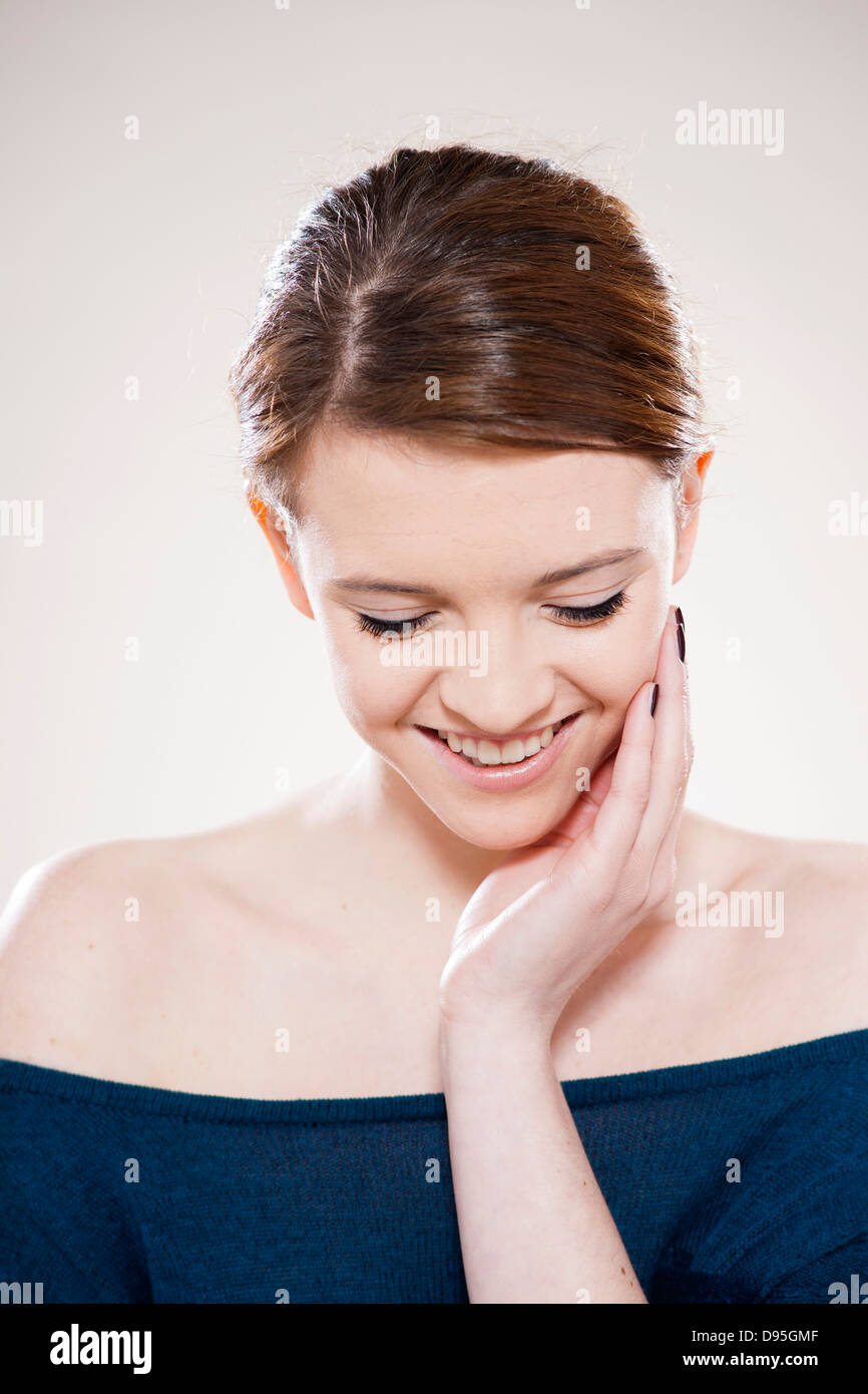 Head and Shoulders Portrait of Teenage Girl in Studio Stock Photo - Alamy