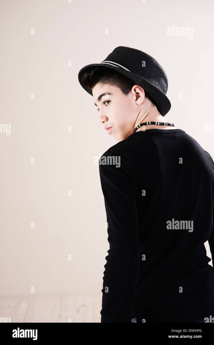 Pre teen boy portrait hat hi-res stock photography and images - Alamy