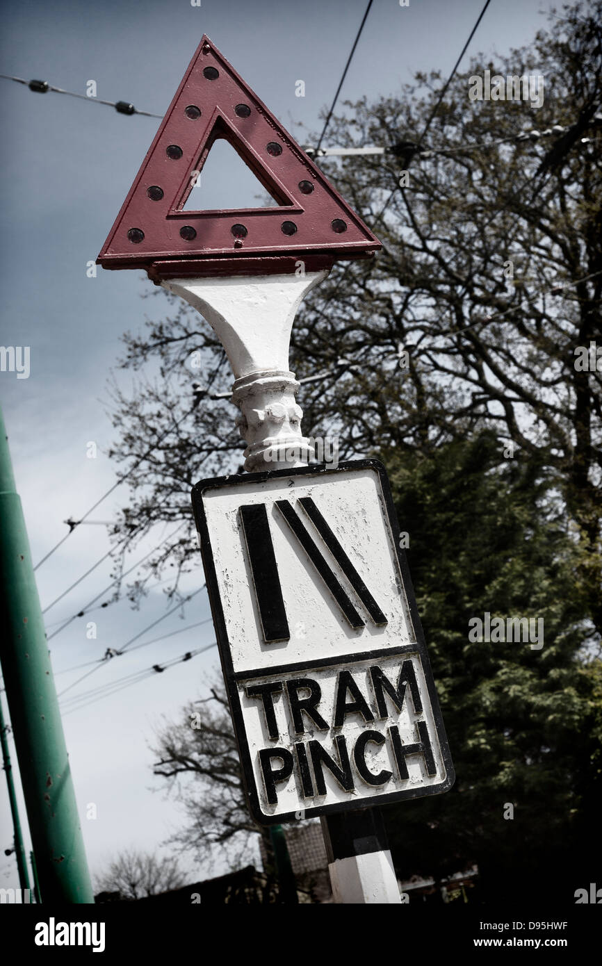 Historic Tram Pinch road sign warning other road users that the tram ...